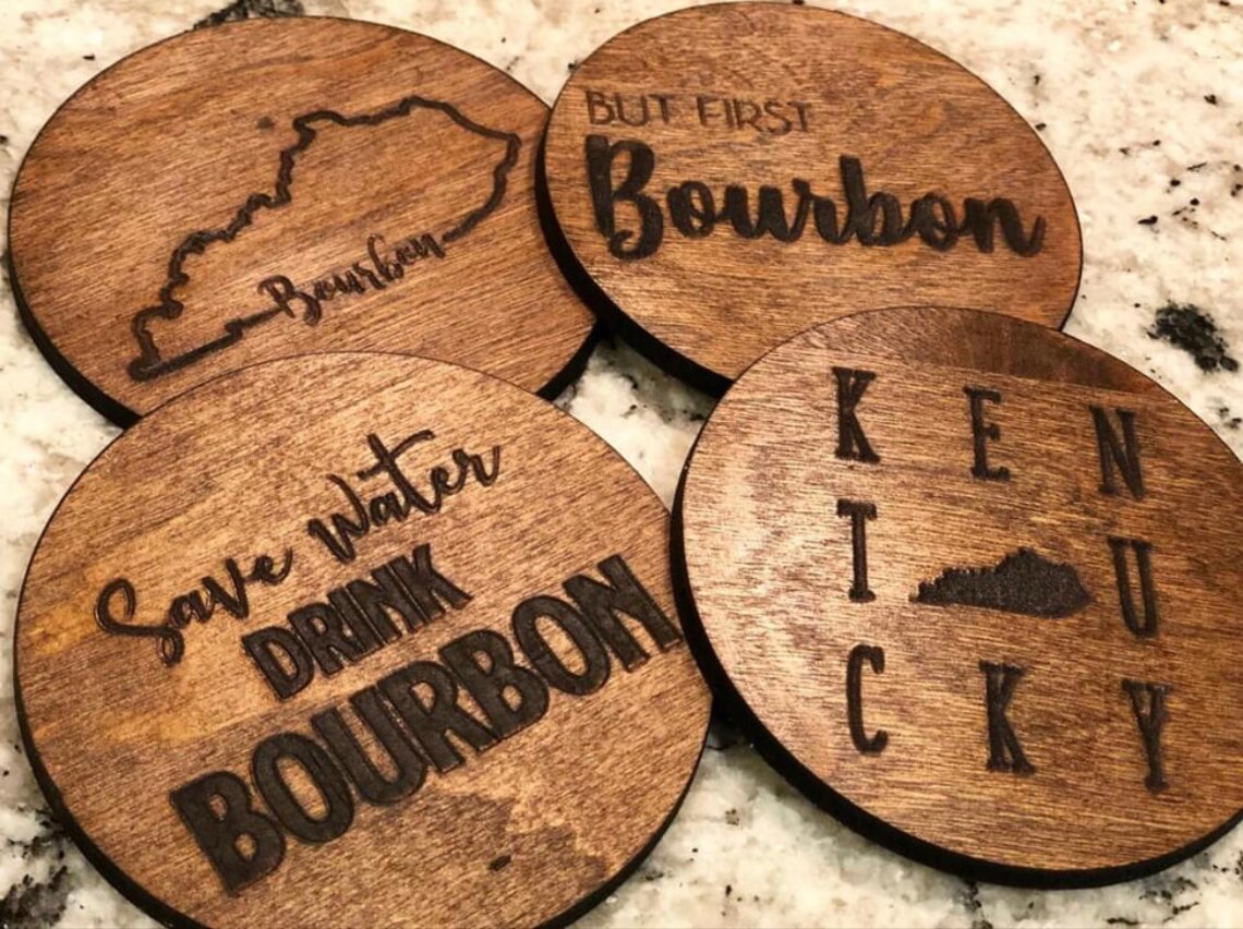 Kentucky Bourbon Wooden Coasters - Etsy