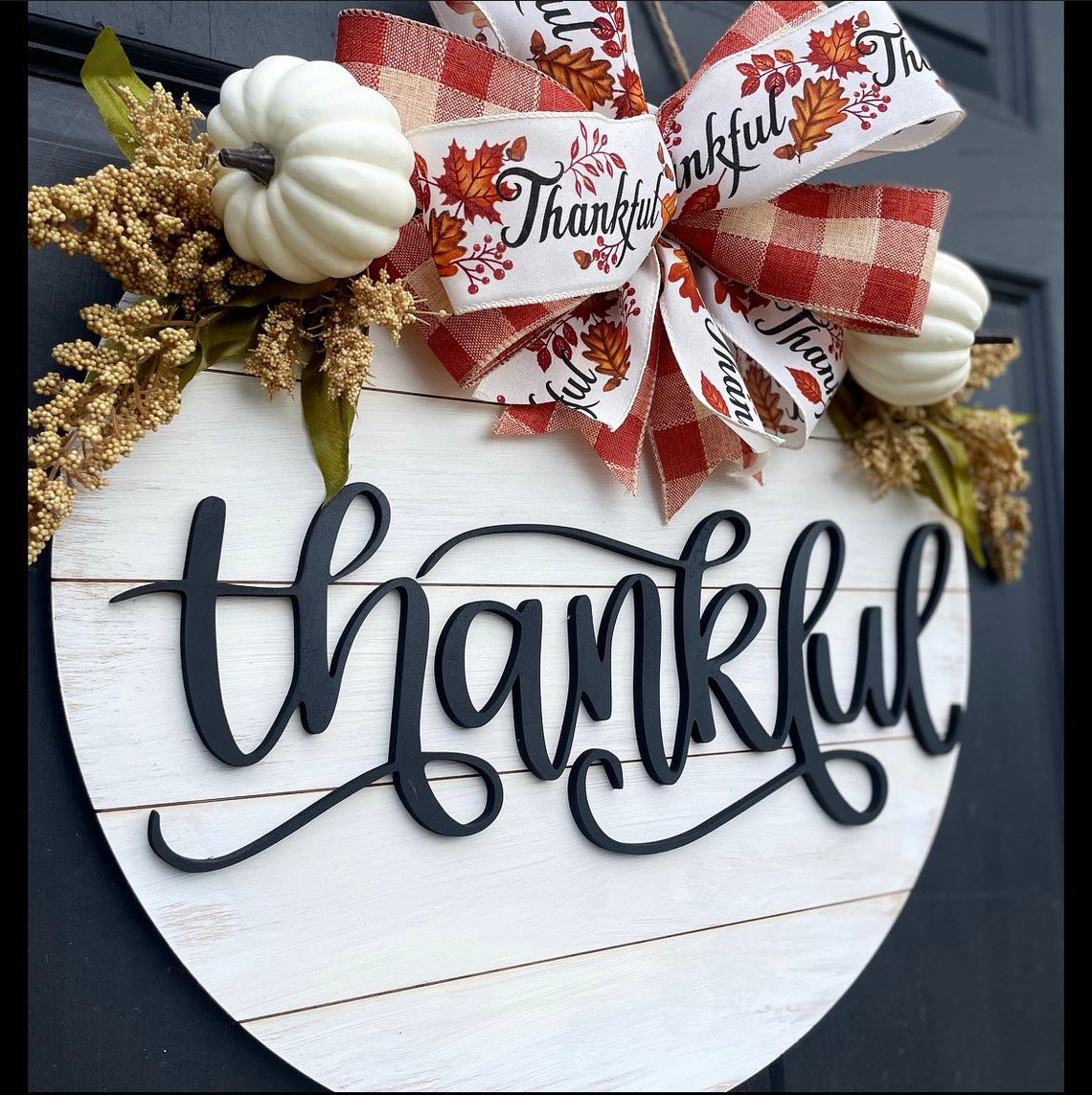 Thankful Thanksgiving Door Hanger for Fall - Etsy