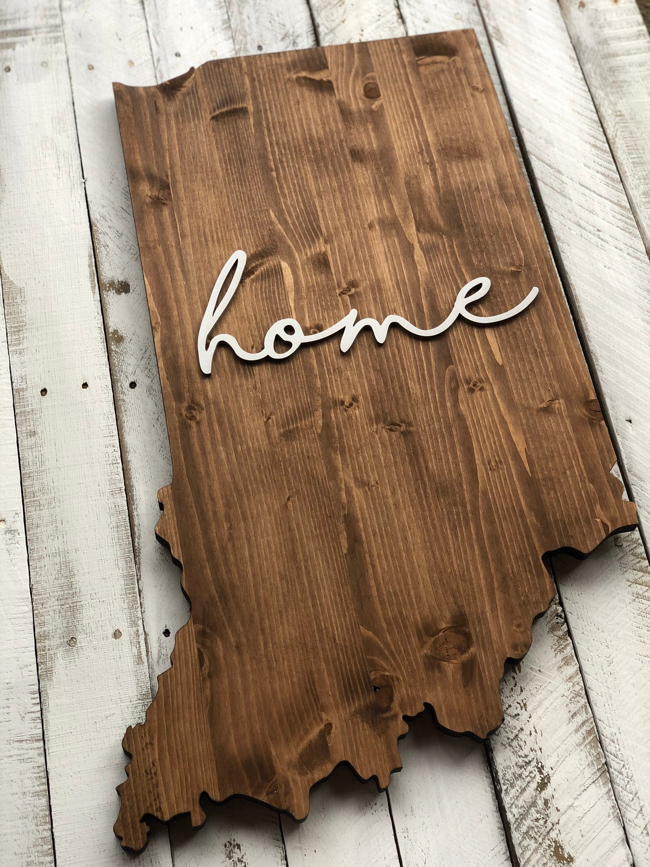 Wooden Indiana State Home Sign - Etsy
