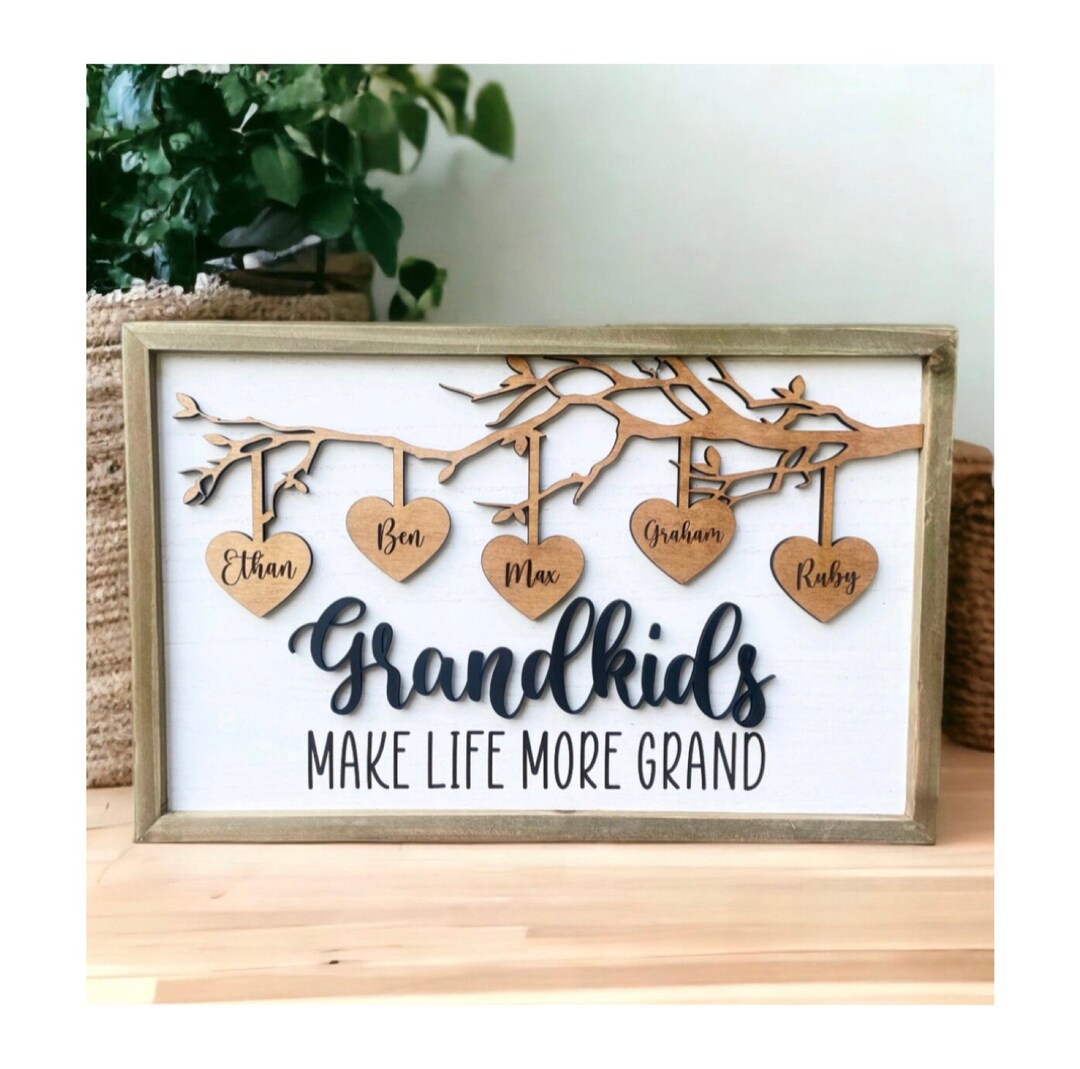 Grandchildren Sign, Grandparent Gift, Personalized Grandkids Make Life ...