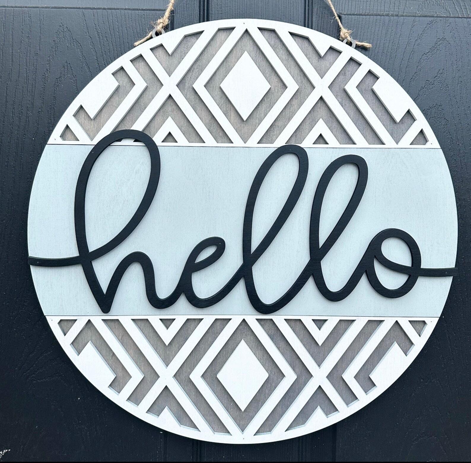 Hello Door Hanger, Front Door Decor With Geometric Pattern, Everyday ...