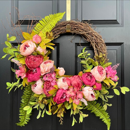 Spring Summer Bright Floral Wreath Pink Orange Yellow Purple - Etsy