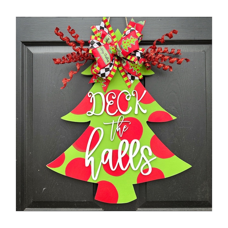 Deck the Halls Christmas Door Hanger, Christmas Tree - Etsy