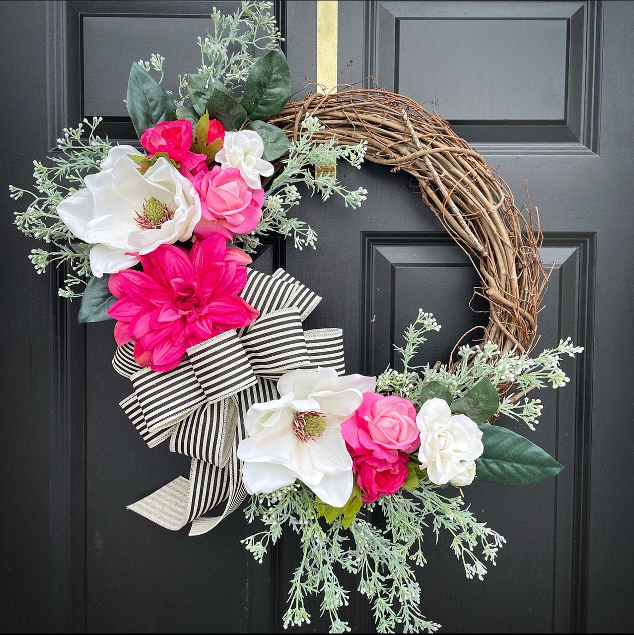 Hot Pink and White Floral Wreath for Spring Summer | Etsy
