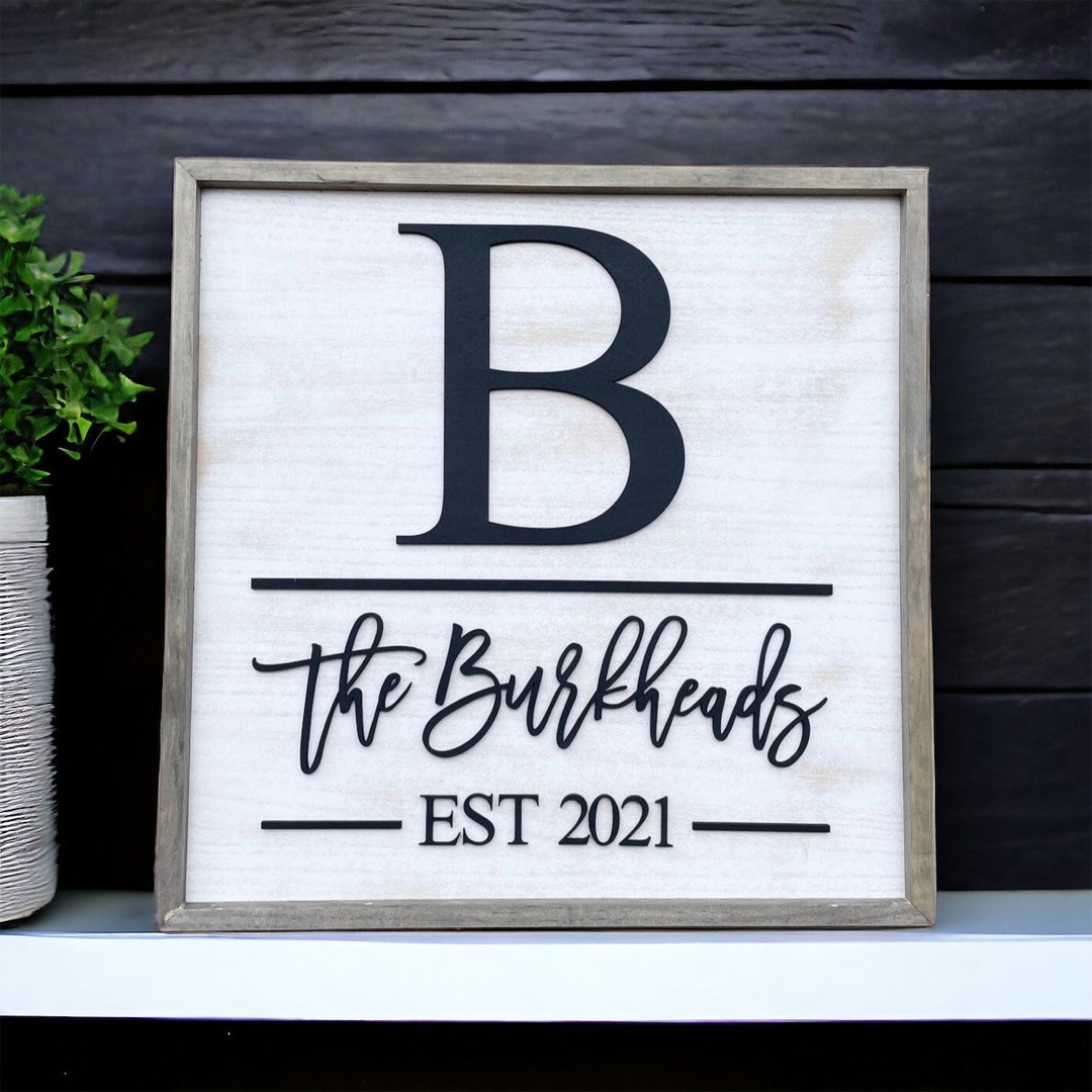 Personalized Sign With Last Name and Initial, Wedding Gift, Established ...