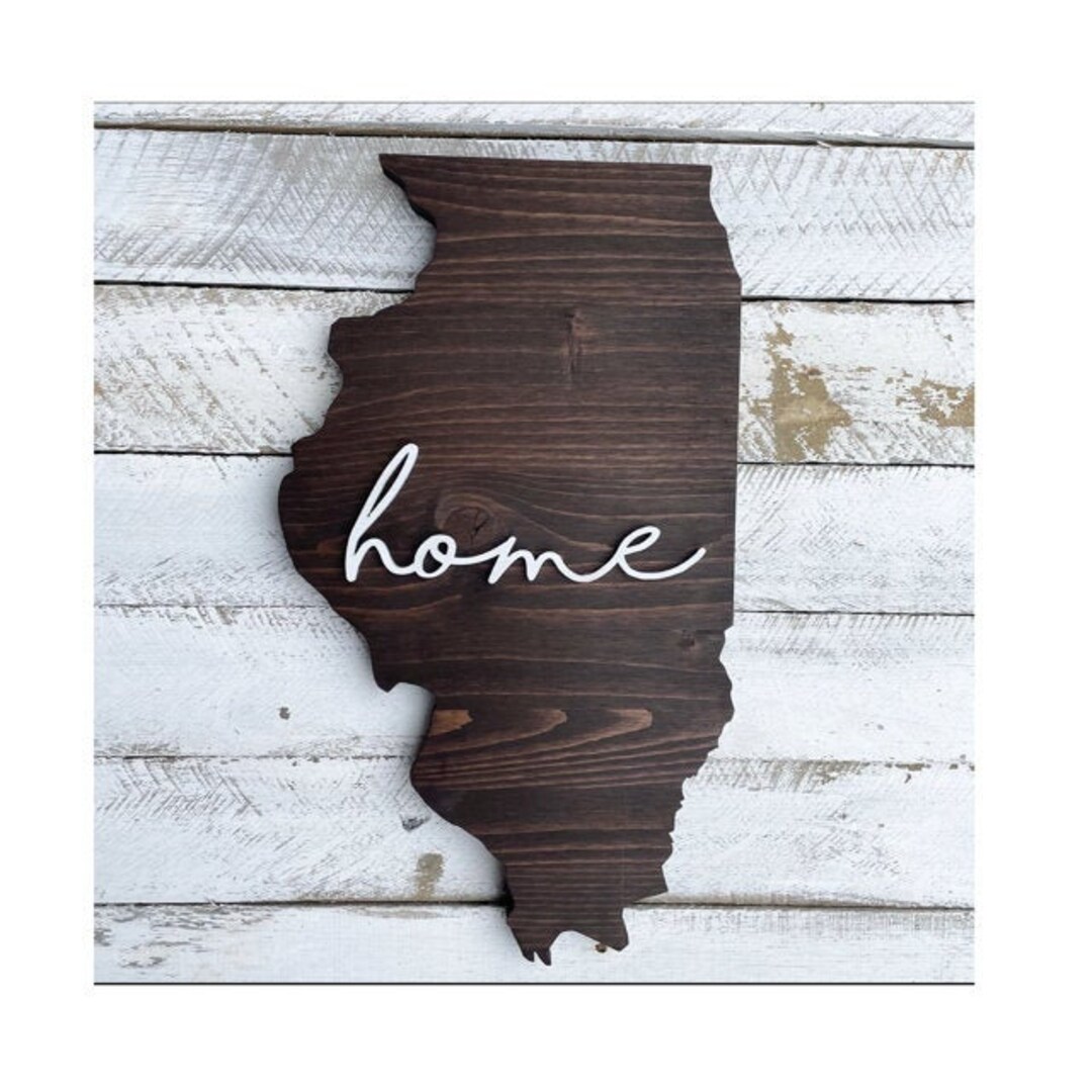 Illinois State Wooden Home Sign, Decorative State Decor - Etsy