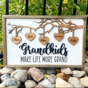 Grandchildren Sign, Grandparent Gift, Personalized Grandkids Make Life ...