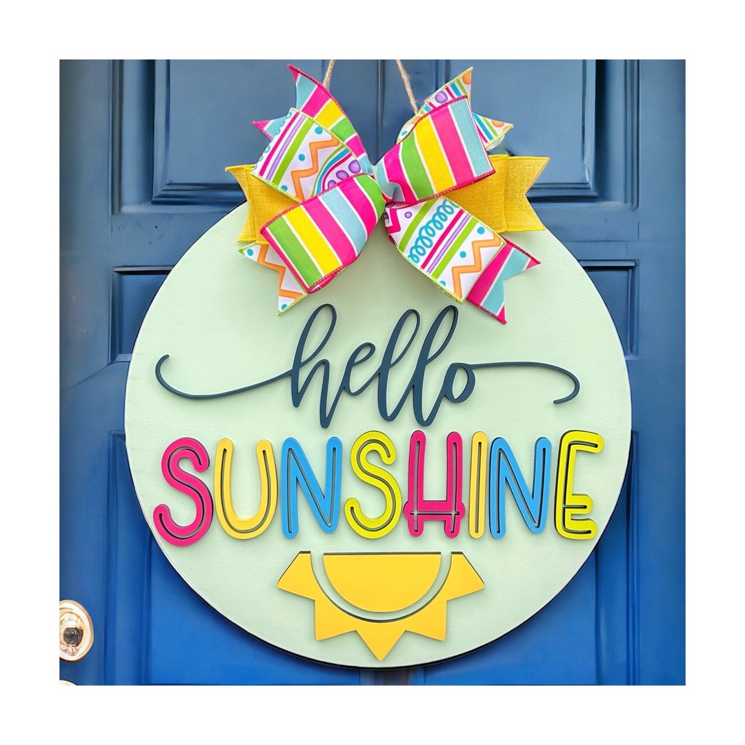 Summer Door Hanger, Hello Sunshine, Bright Wreath for Front Door - Etsy