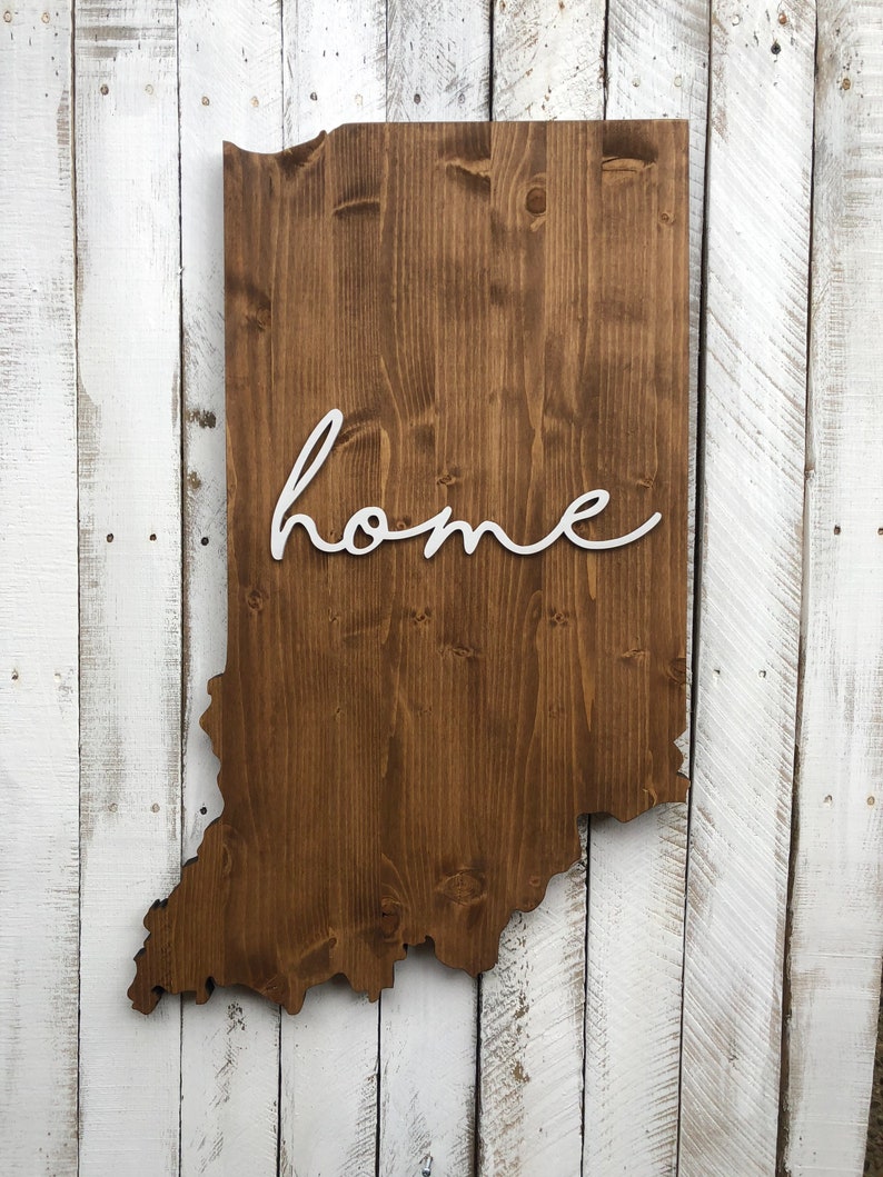 Wooden Indiana State Home Sign | Etsy