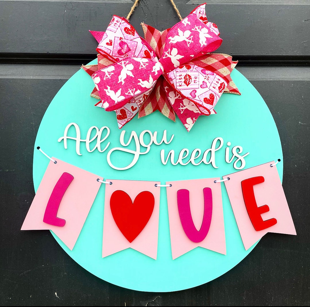 Valentines Day Door Hanger, All You Need is Love, Heart Decor - Etsy