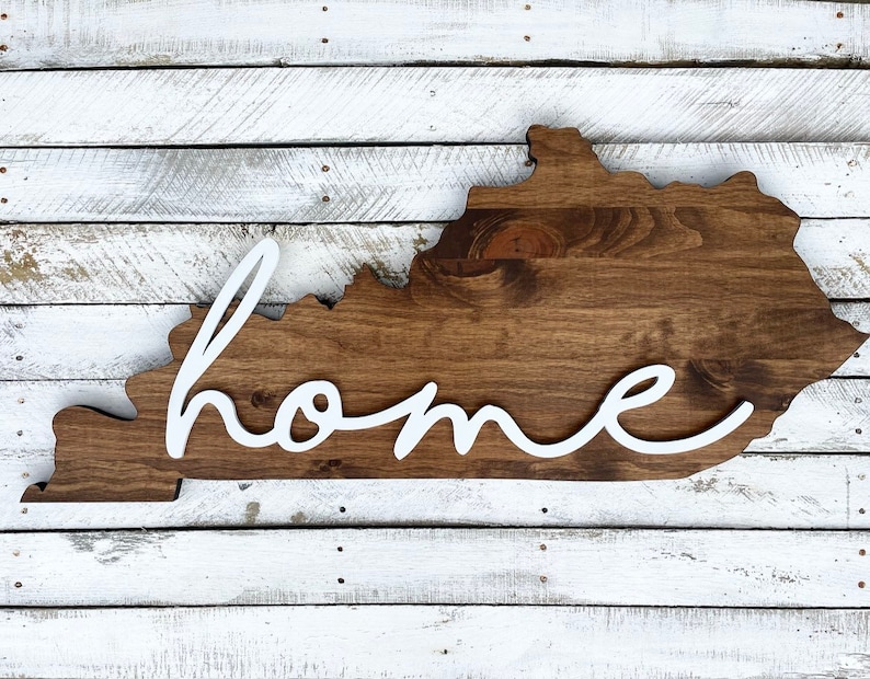 Wooden State Home Sign Kentucky Sign Decorative State Decor | Etsy