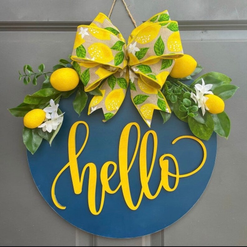 Hello Lemon Door Hanger Spring Summer - Etsy