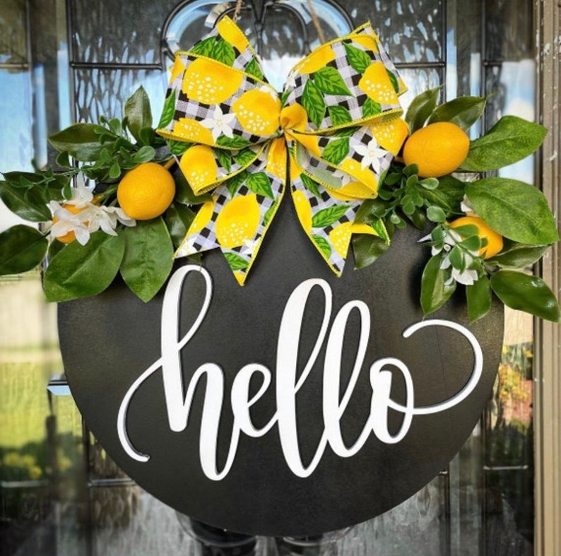 Hello Lemon Door Hanger Spring Summer - Etsy