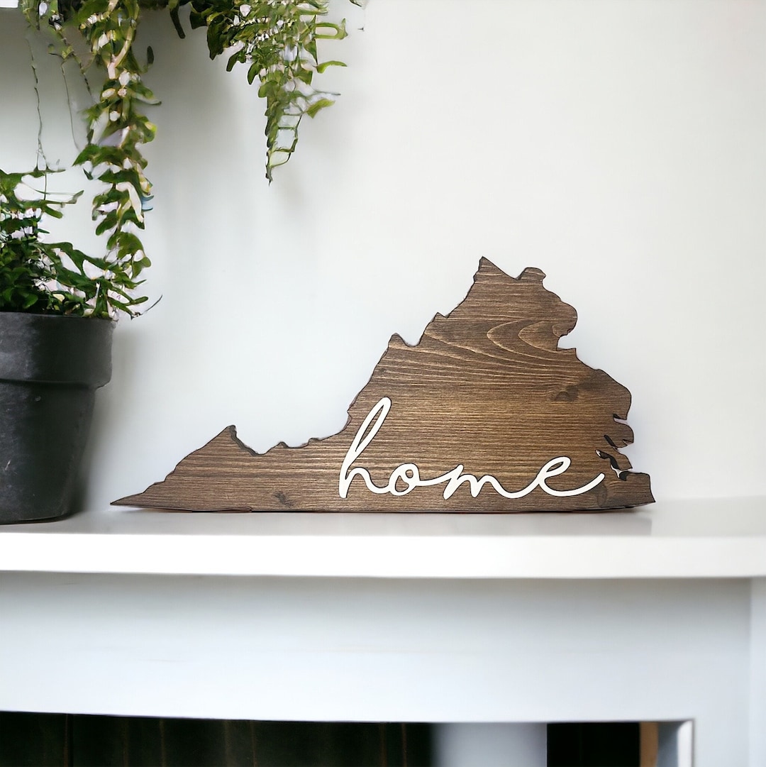 Virginia Wooden State Home Sign, Decorative State Decor - Etsy