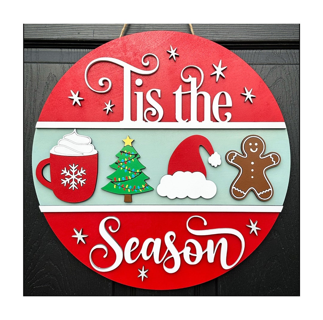 Christmas Door Hanger, Tis the Season Sign, Christmas Wreath - Etsy
