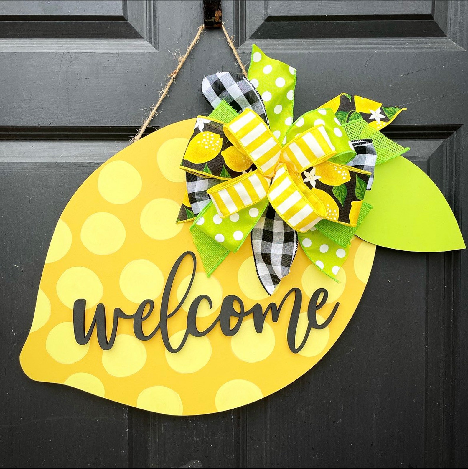 Summer Lemon Door Hanger With Welcome - Etsy