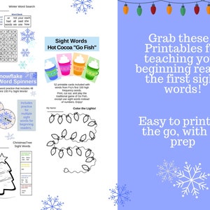 Winter/holiday Printable Sight Word Worksheets - Etsy