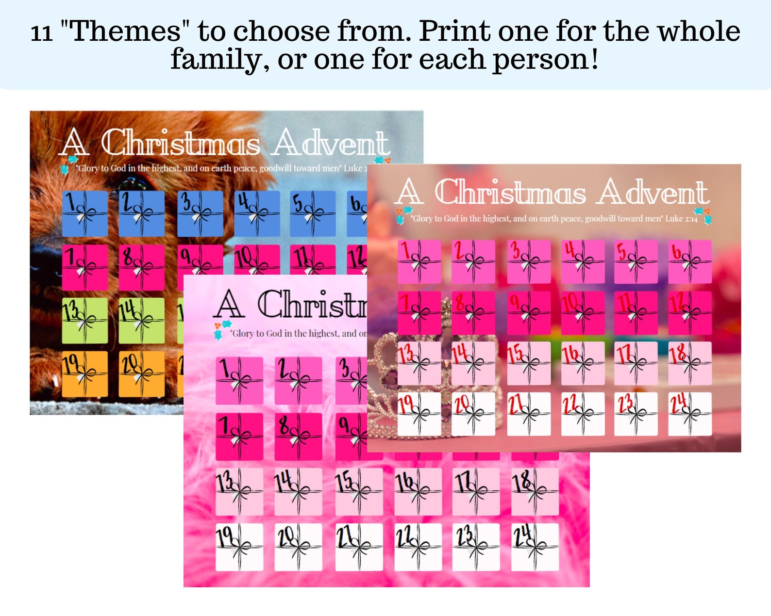 Printable Advent Calendar for the Family With 11 Themes - Etsy