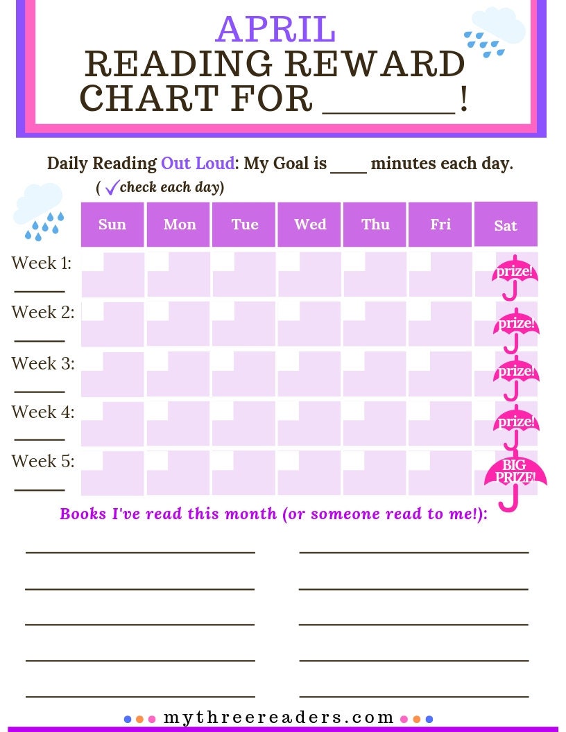 Reading Rewards Charts – 12 Monthly Printables for Your Young Reader ...