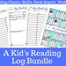 A Kid's Reading Log Bundle by Mythreereaders - Etsy