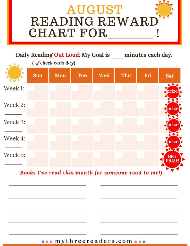 Reading Rewards Charts – 12 Monthly Printables for Your Young Reader ...