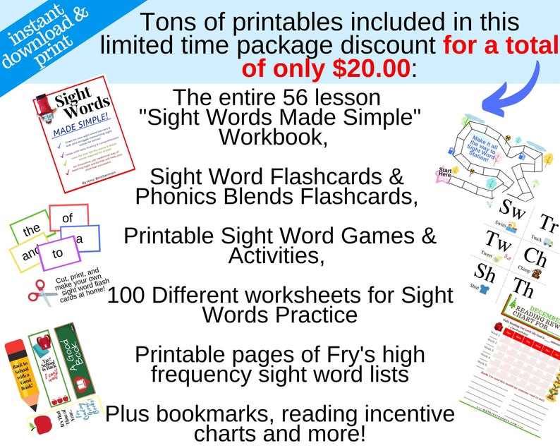 Beginning Reader Bundle - Over 200 Printable Pages Included! - Etsy