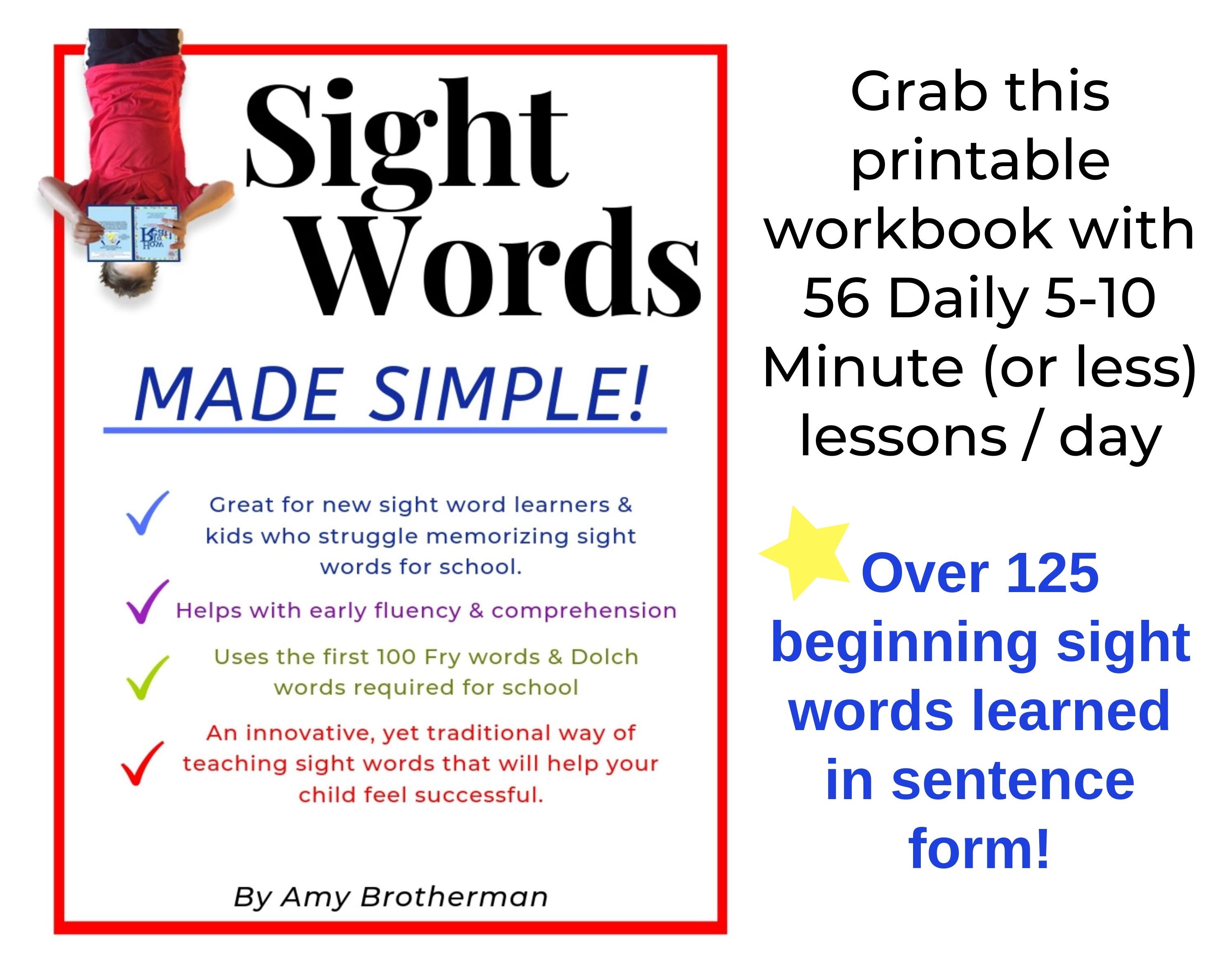 Sight Words Made Simple - A Printable Workbook of 56 Short Daily ...