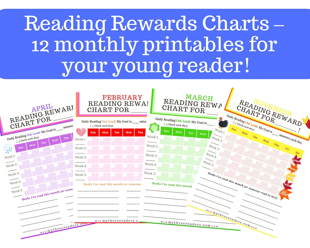 Reading Rewards Charts – 12 Monthly Printables for Your Young Reader ...