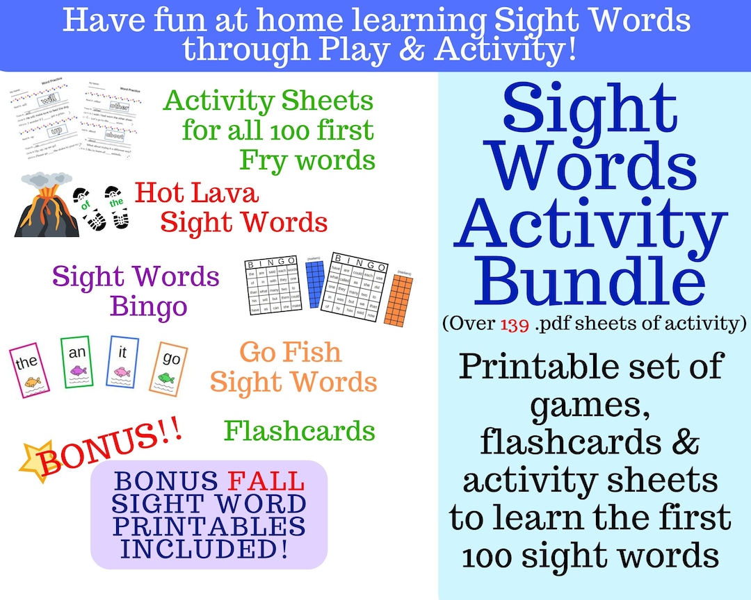 Super Sight Words Activity & Games Bundle (plus Fall, Winter and ...