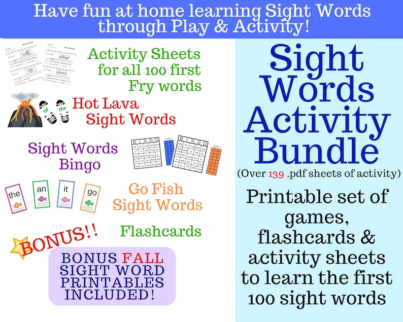 Super Sight Words Activity & Games Bundle (plus Fall, Winter and ...
