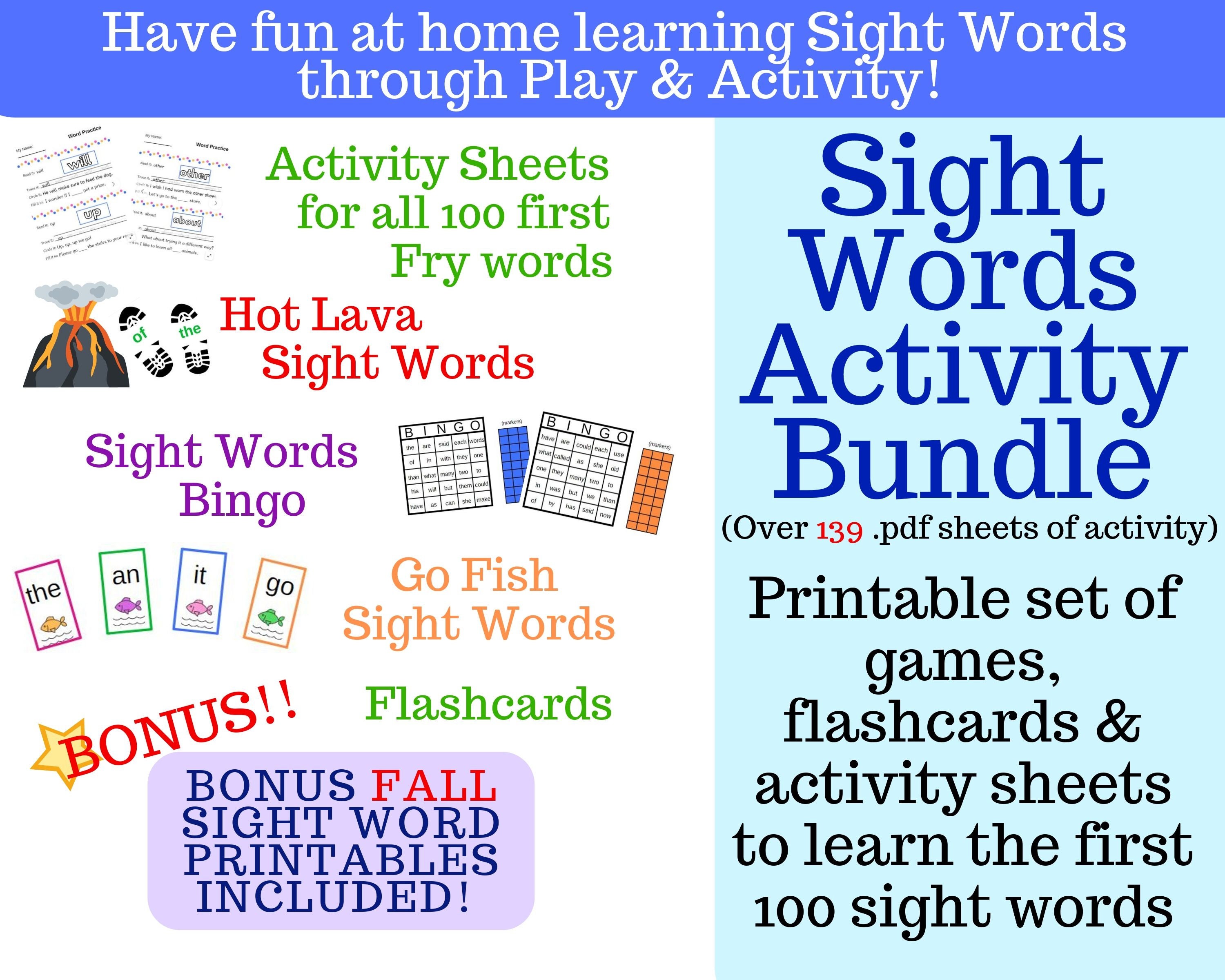 Super Sight Words Activity & Games Bundle (plus Fall, Winter and ...