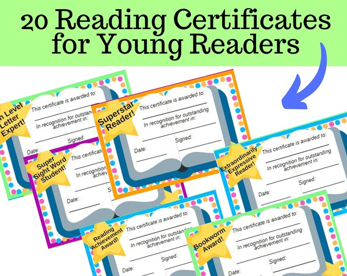 20 Reading Certificates to Encourage Beginning Readers in All - Etsy
