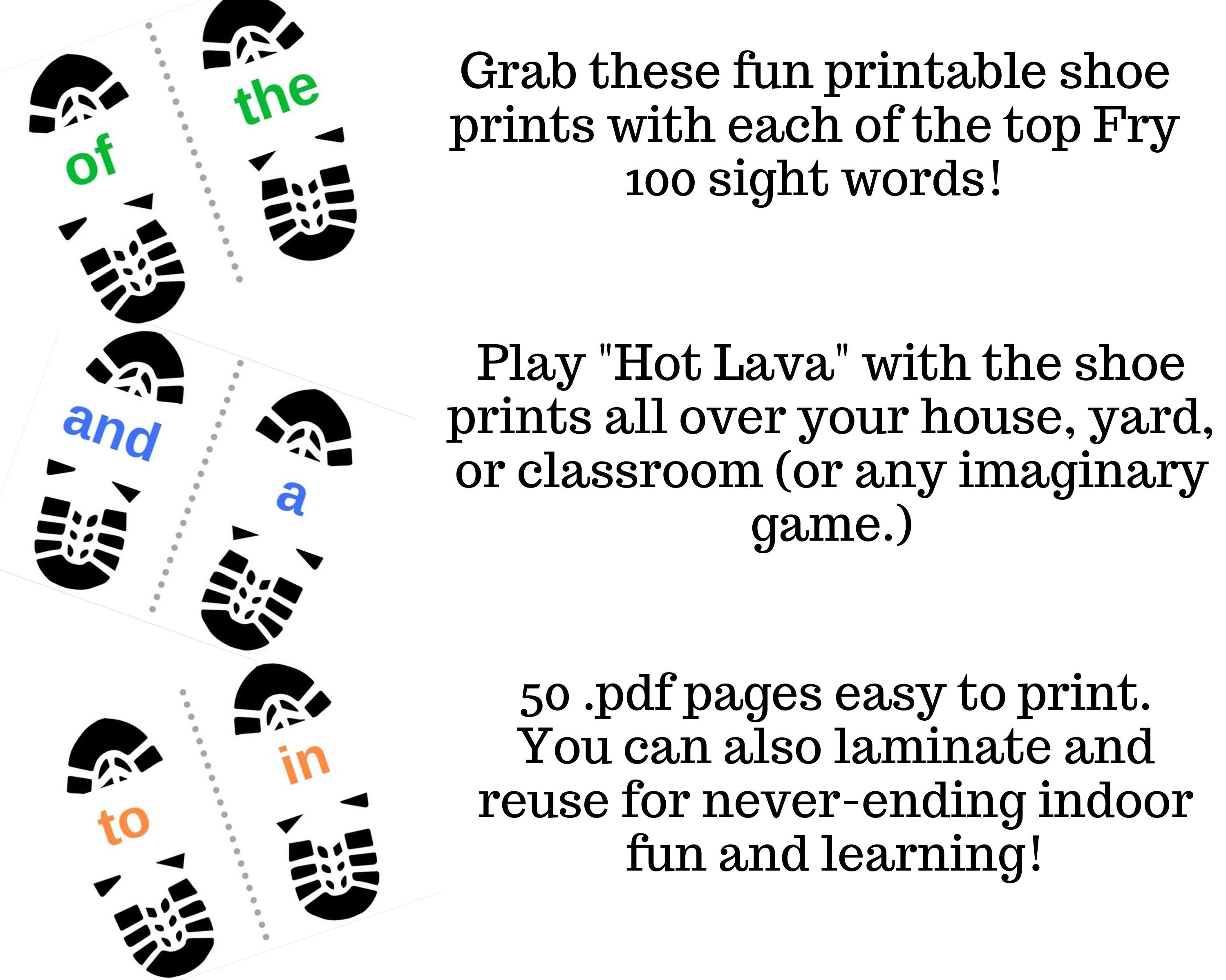 Sight Words Hot Lava Game Printables - Etsy