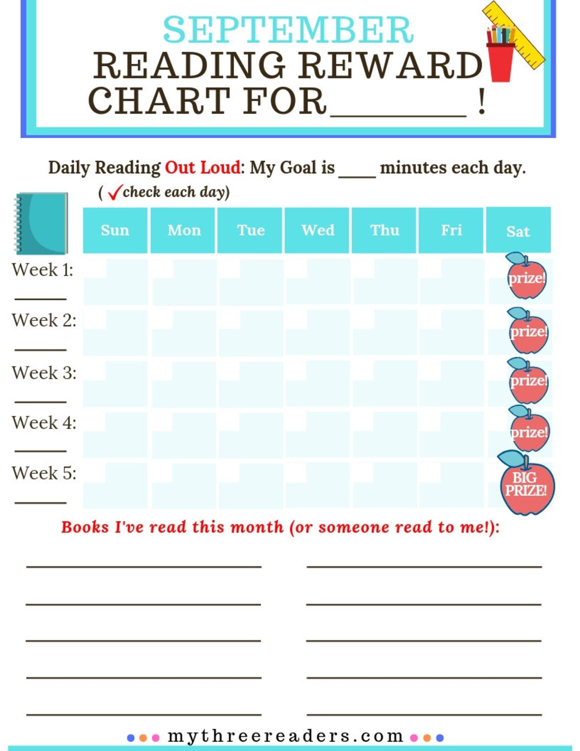 Reading Rewards Charts – 12 Monthly Printables for Your Young Reader ...