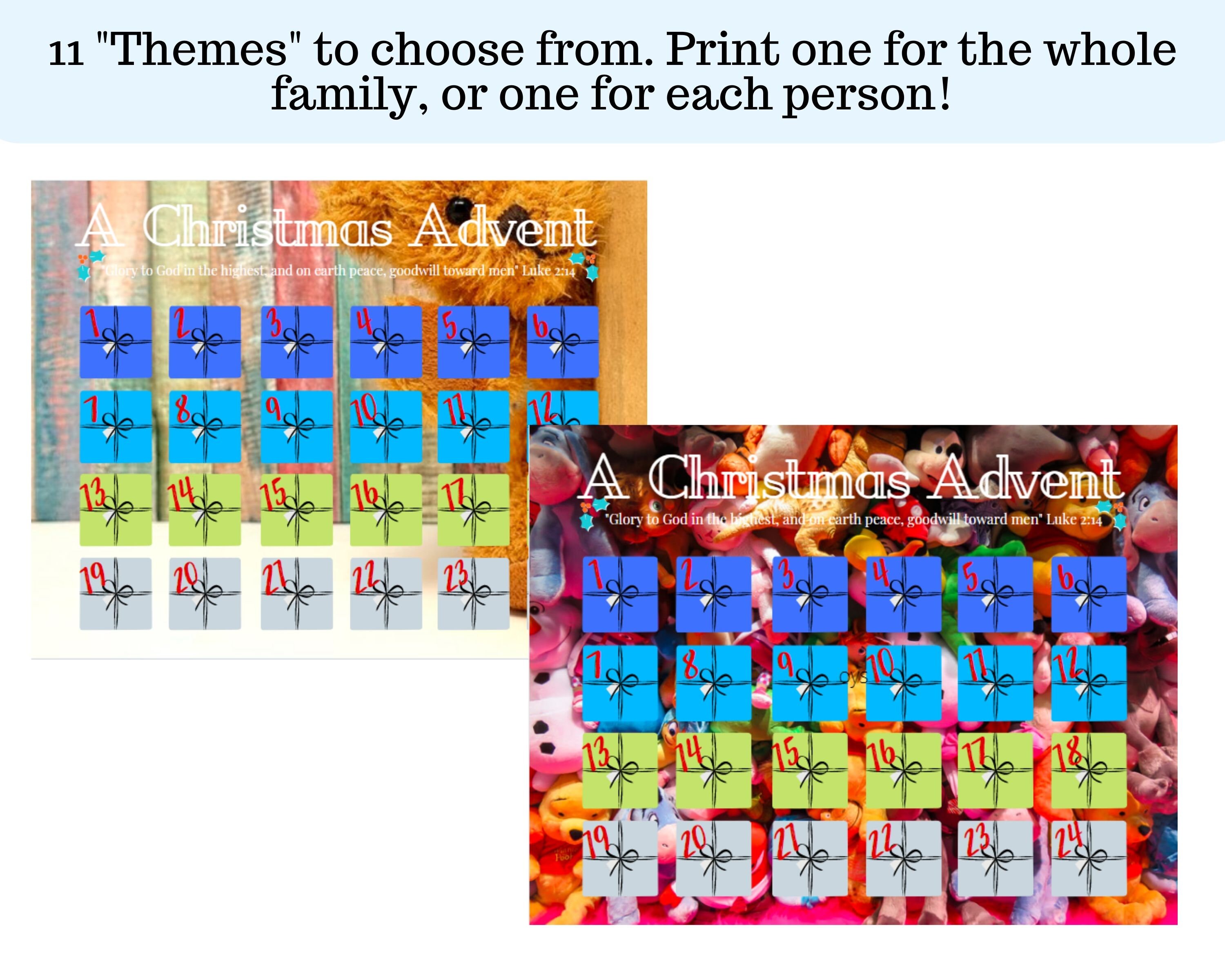 Printable Advent Calendar for the Family With 11 Themes - Etsy