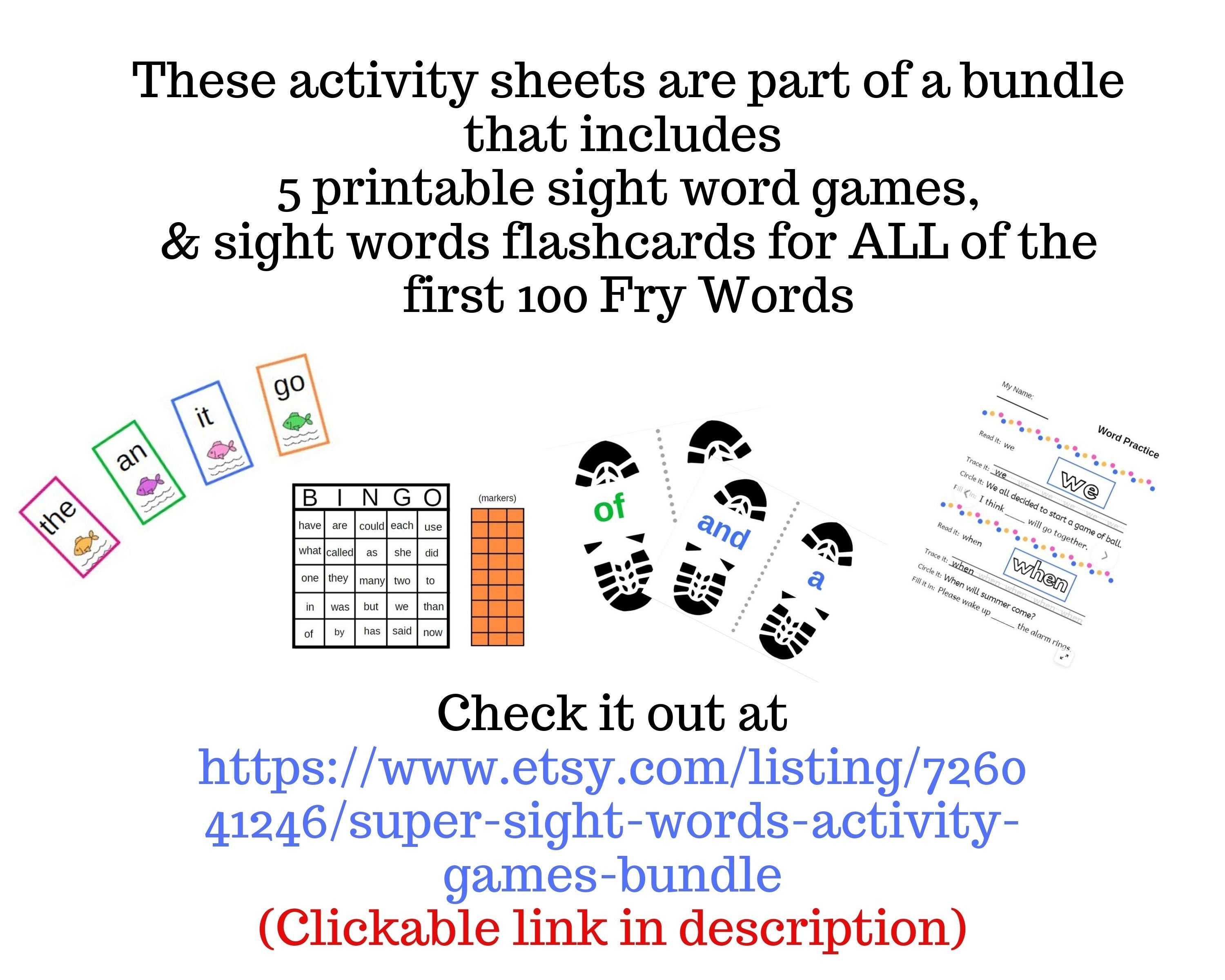 Winter/holiday Printable Sight Word Worksheets - Etsy