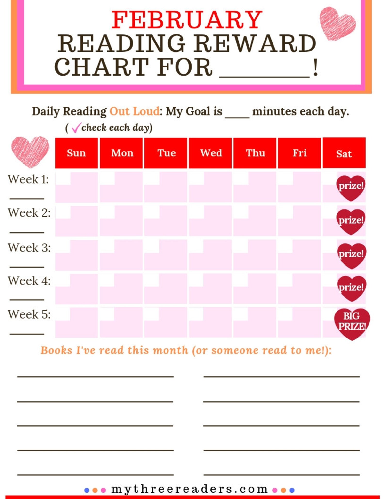 Reading Rewards Charts – 12 Monthly Printables for Your Young Reader ...