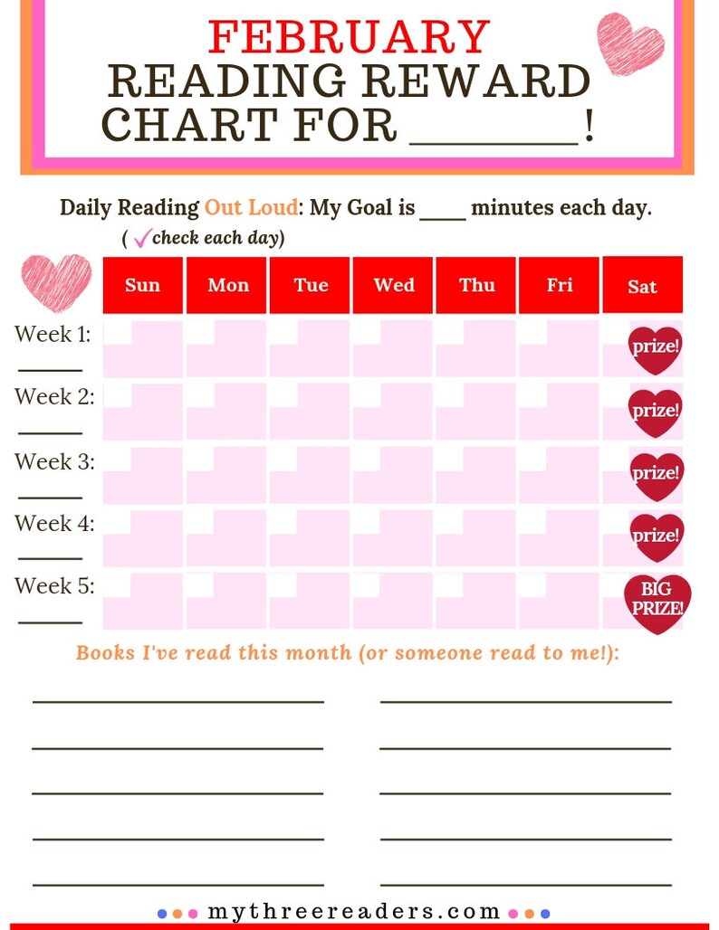 Reading Rewards Charts – 12 Monthly Printables for Your Young Reader ...