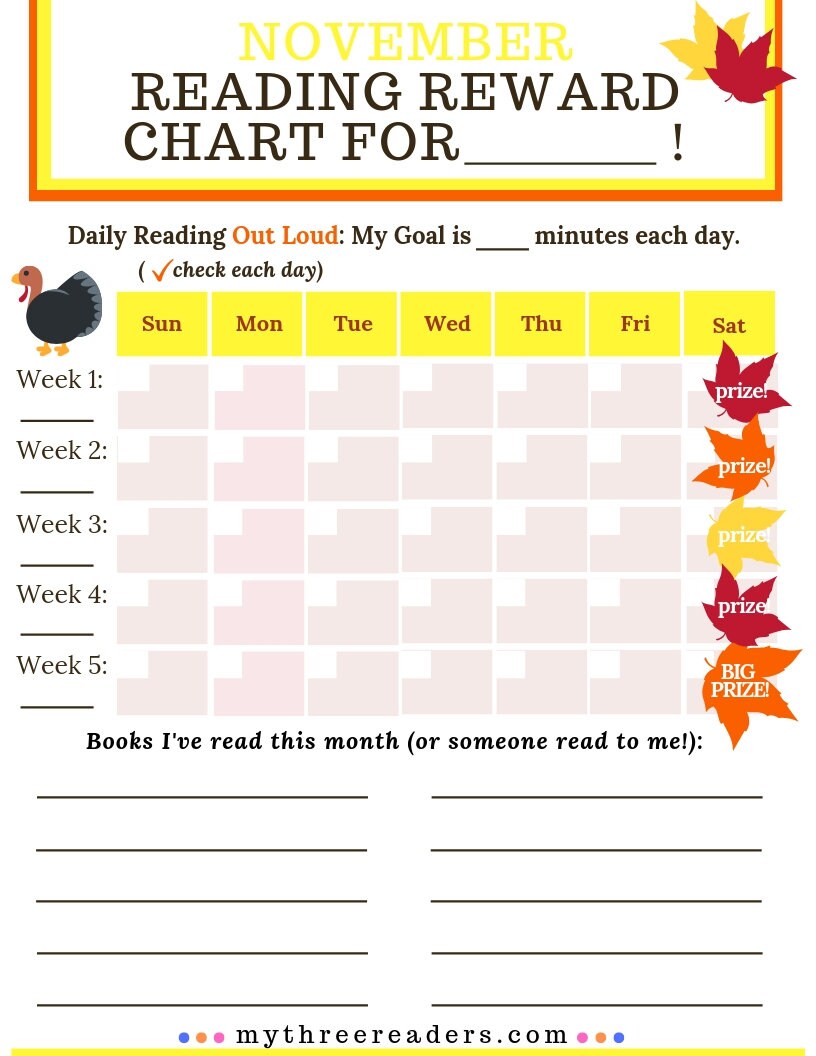 Reading Rewards Charts – 12 Monthly Printables for Your Young Reader ...