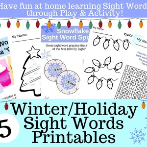 Winter/holiday Printable Sight Word Worksheets - Etsy