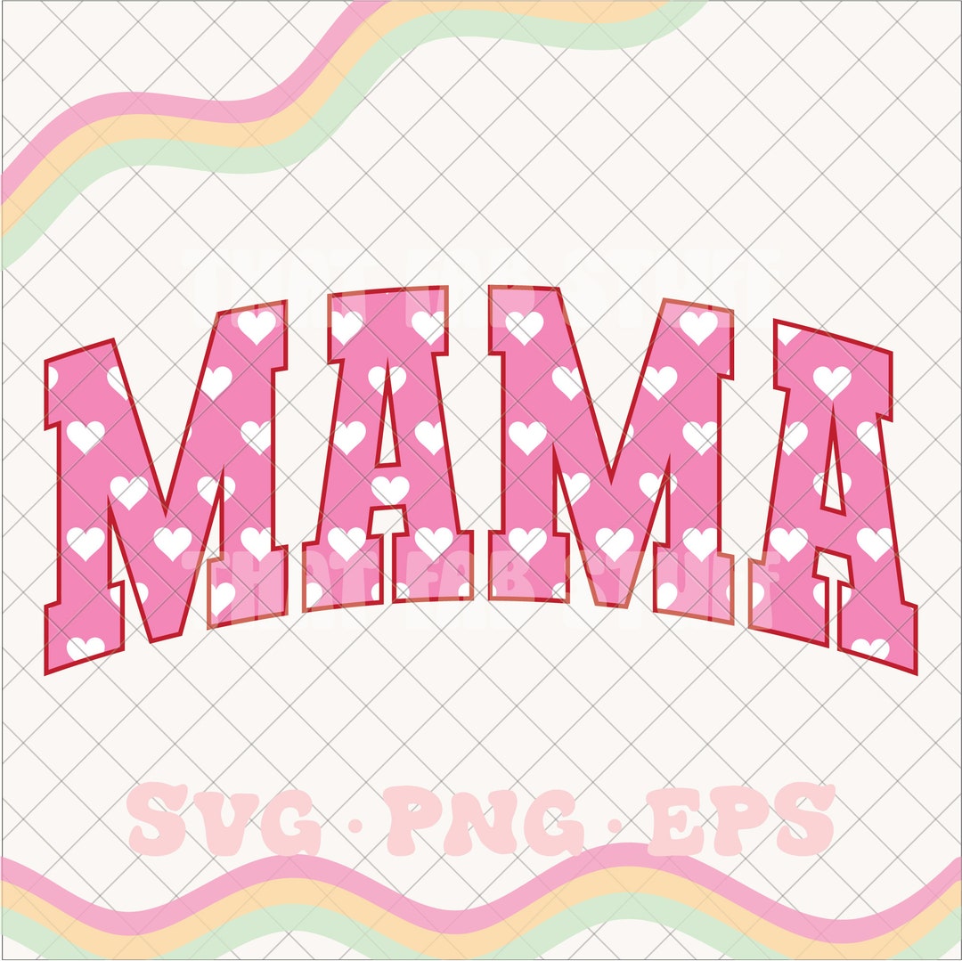 Mama Valentine Hearts Svg, Mama Valentines Day Png, Varsity Mama Hearts ...