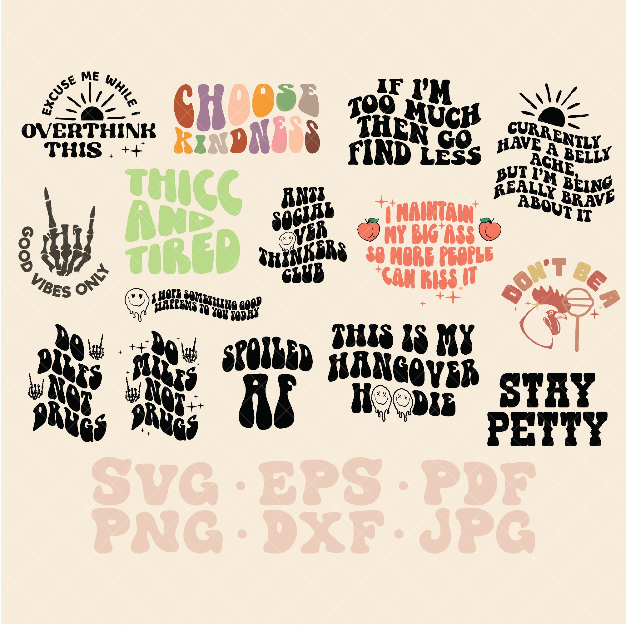 Trendy SVG Bundle Do Milfs Not Drugs Svg Thicc and Tired - Etsy