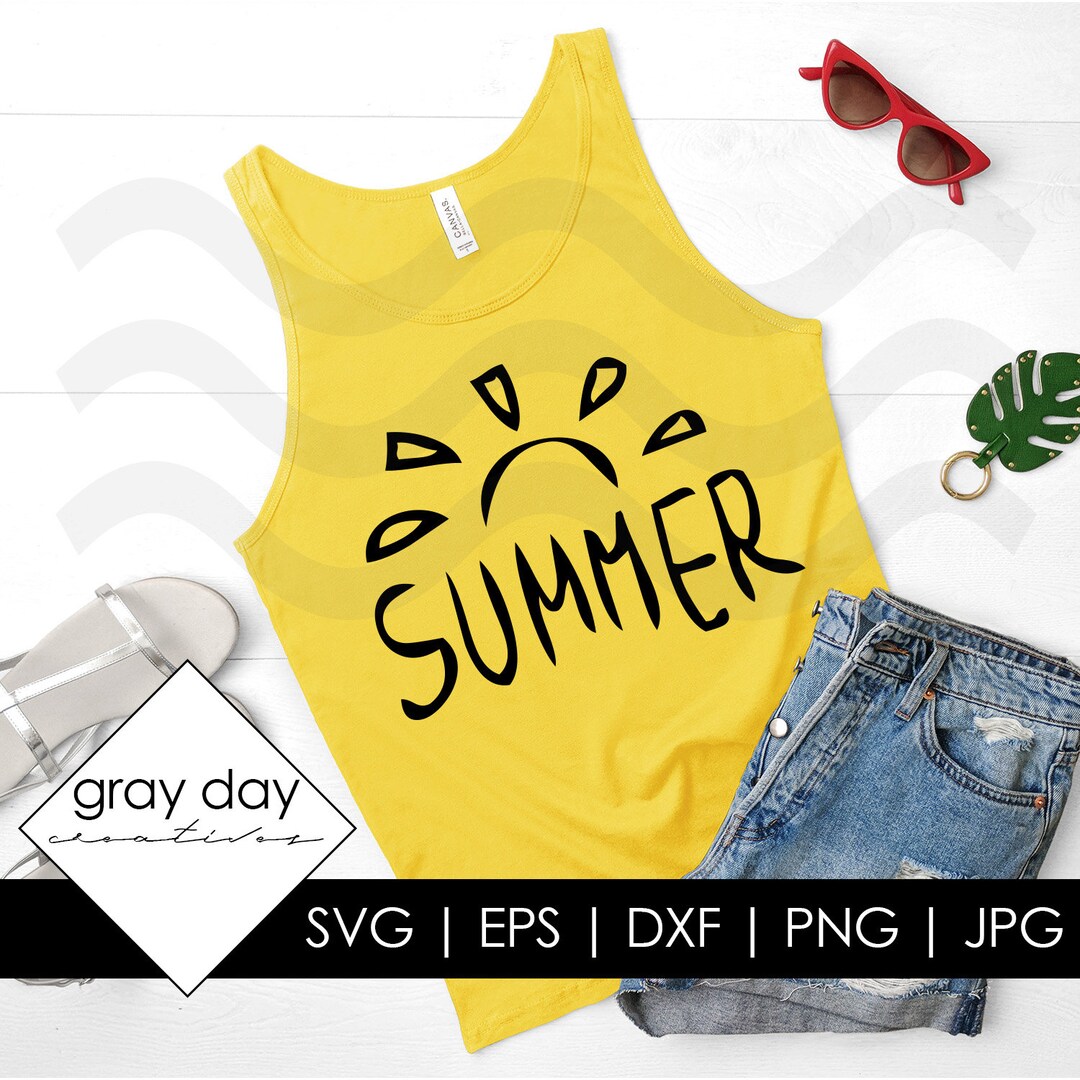 Summer Svg, Summer Tank Svg, Summer Shirt Svg, Sun Svg, Womens Summer ...