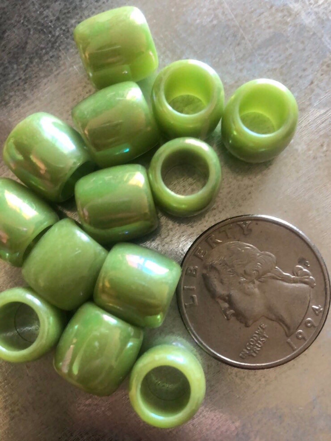 Large Lime Green Tube Beads, Large Hole Beads, Green Beads, Acrylic ...