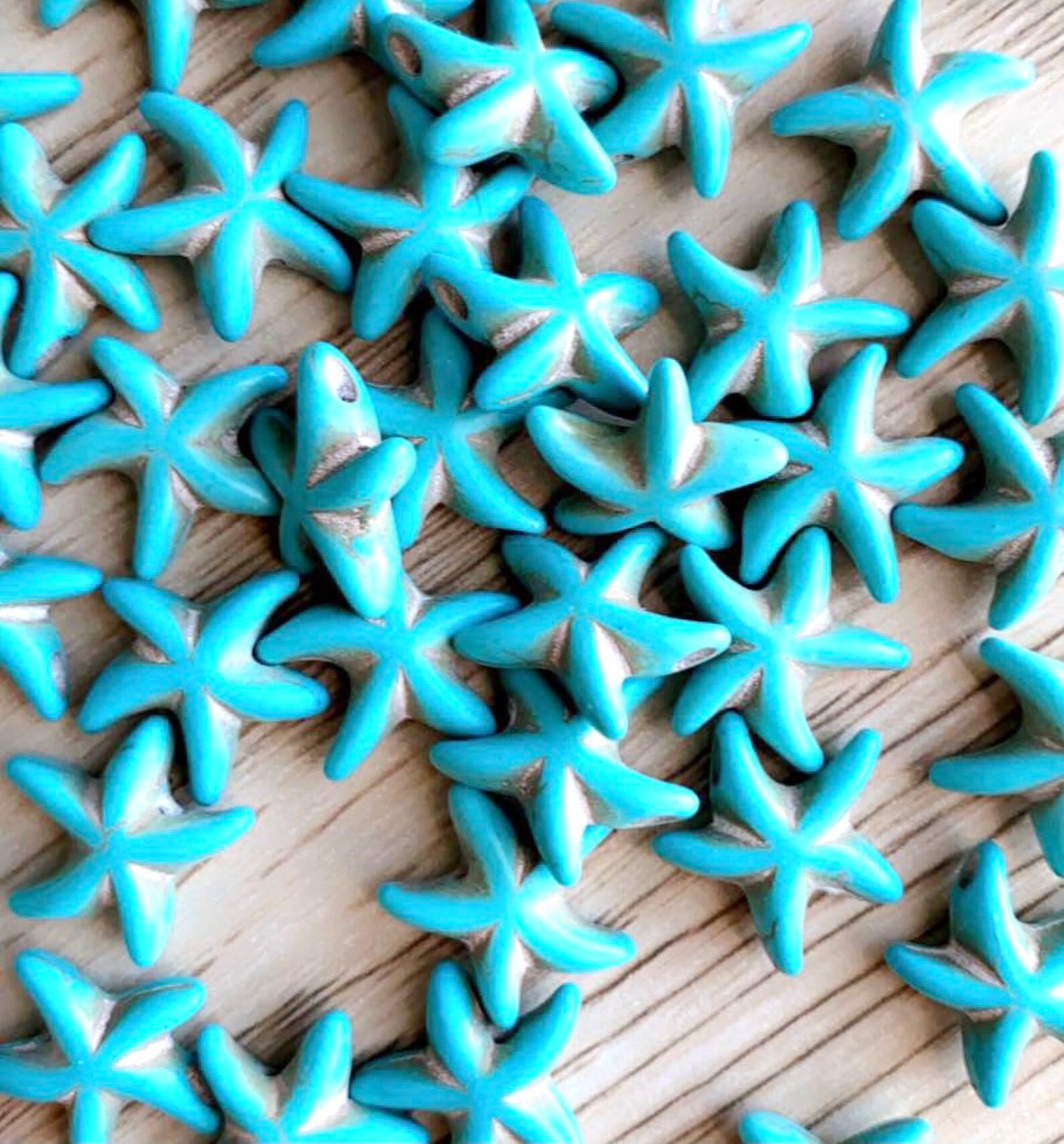 Aqua Stones, Starfish Beads, 14mm Beads, Beachy Beads, Summer Beads ...
