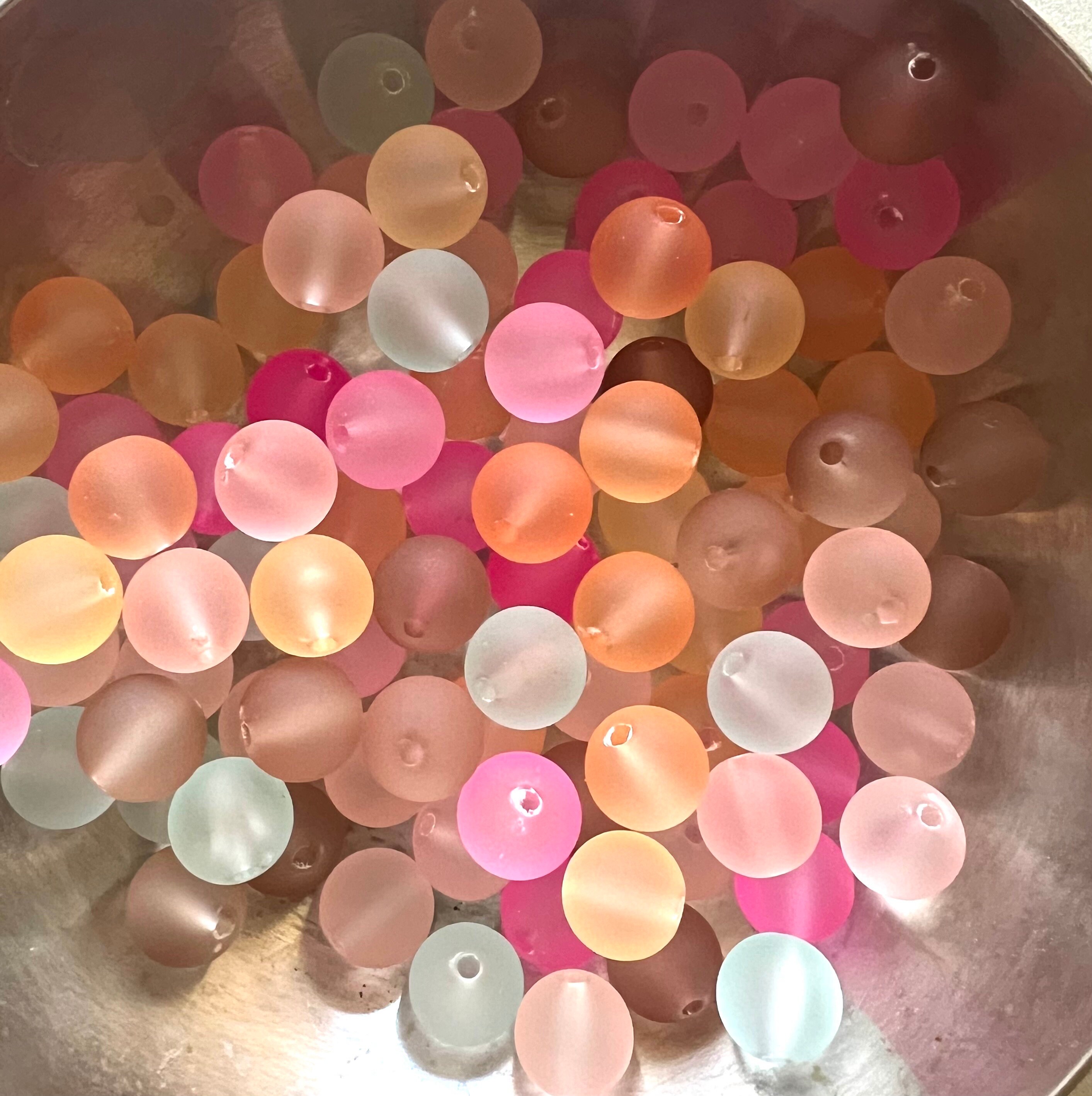 Frosted Beads, Pastel Beads , Round Beads , 14mm Beads, Acrylic Beads ...