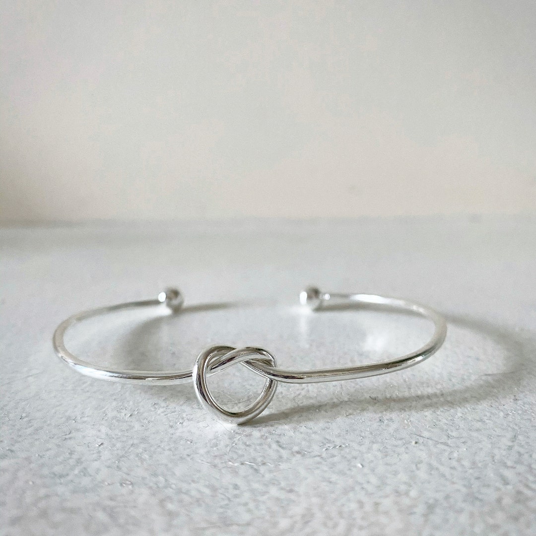 Silver Knot Bangle, Friendship Knot, Unity Bangle, Love Knot, Cuff ...