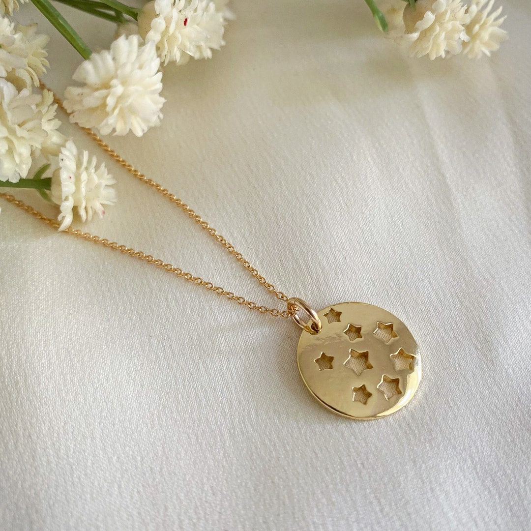 Gold Star Necklace, Star Jewellery, Celestial Necklace, Star Coin ...