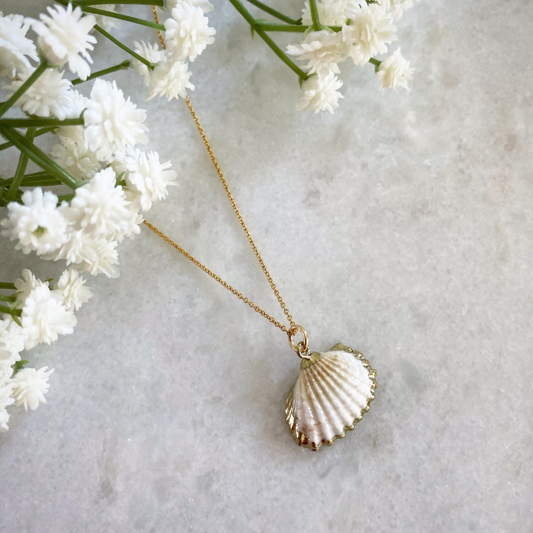 Gold Clam Shell Pendant Necklace: Beach Jewellery - Etsy