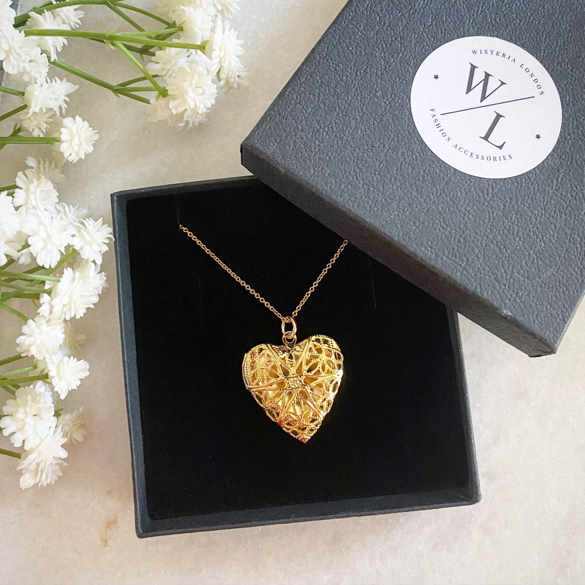 Gold Filigree Heart Locket Photo Locket Locket Necklace | Etsy UK